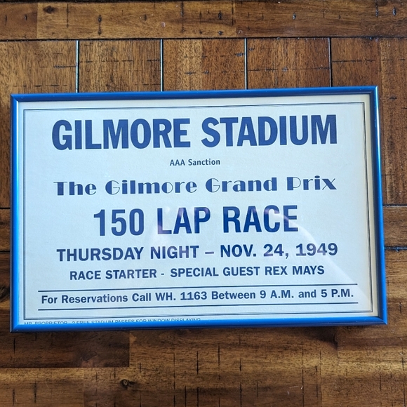 Wall Decor | Genuine 1949 Gilmore Stadium Grand Prix Race Proprietor ...